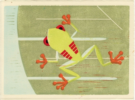Red Eyed Tree Frog Hand-pulled Linocut Art Print by Anna See on The Bazaar