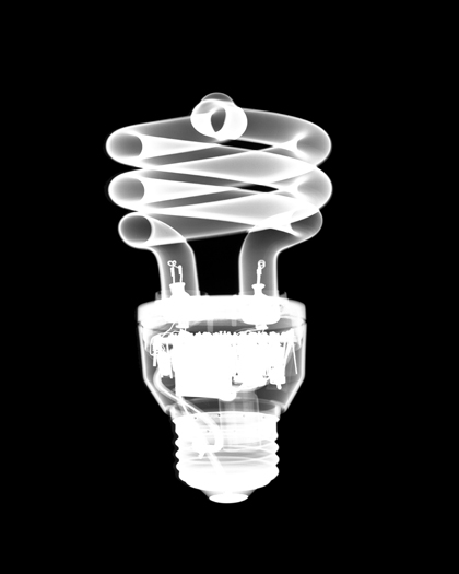 Negative B+W X-ray image of a modern fluorescent light bulb by Bert ...
