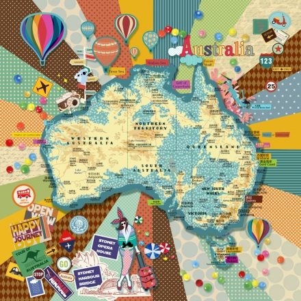 Australia Map Hot Balloon Travel Square Scarf by My Matching Studio on ...
